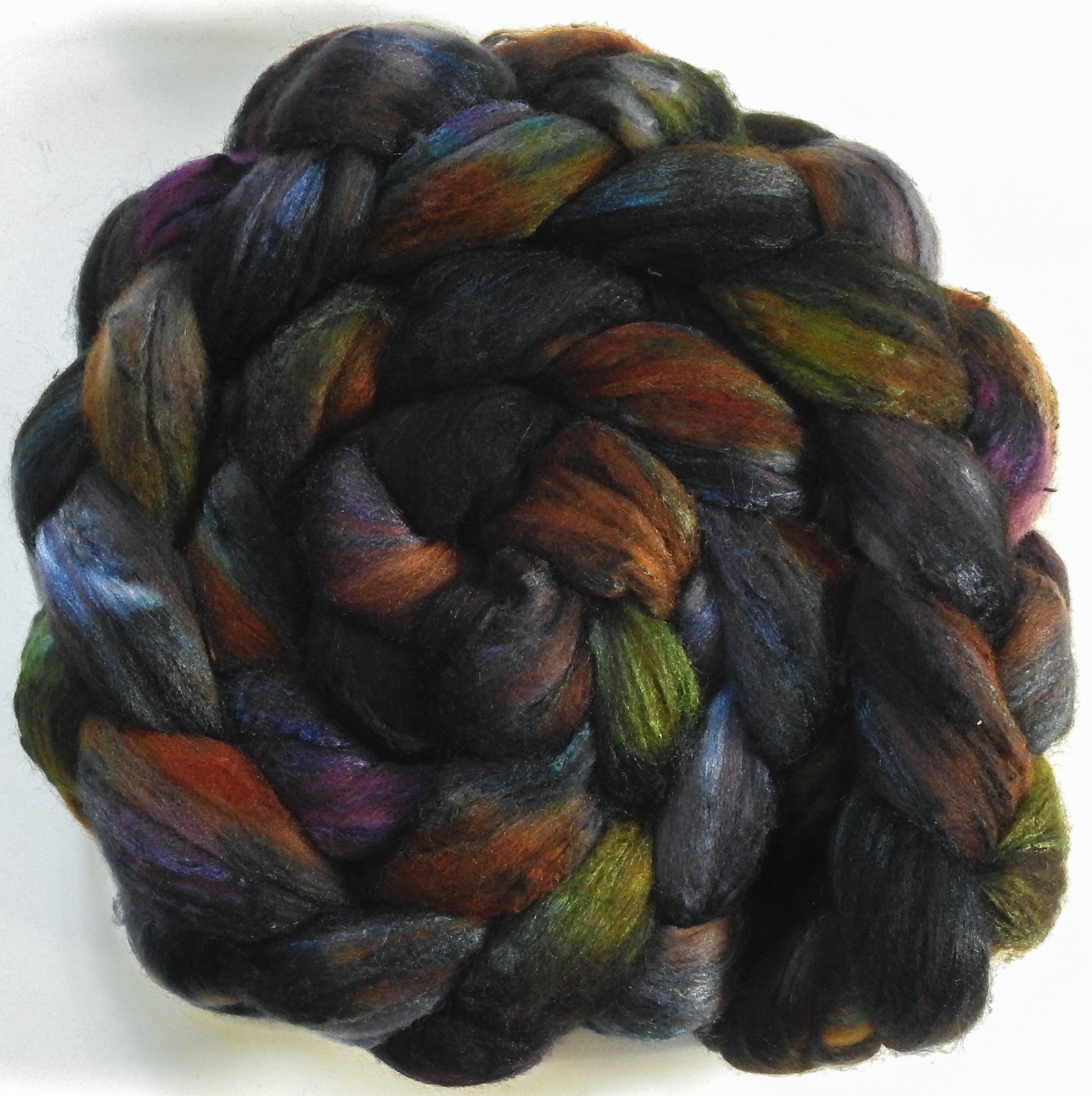 Lapsang Souchang (5.7 oz) - Batt in a Braid #66 - Cormo/ Tussah Silk ...